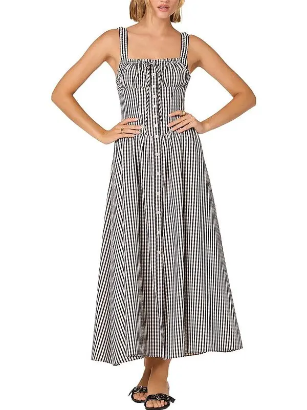 Astr The Label Temperance Button-front Dress - Black Gingham
