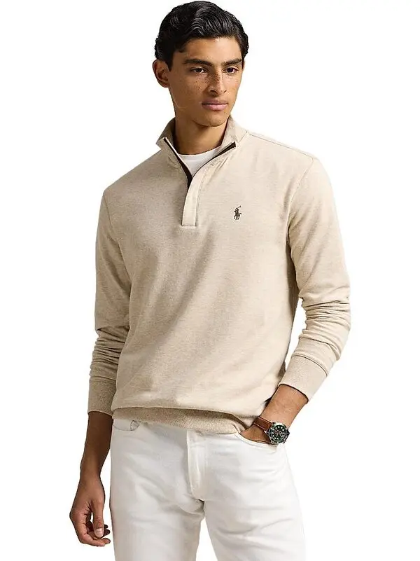 Polo Ralph Lauren Long Sleeve Quarter Zip Pullover - Beige