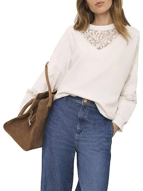 Mint Velvet Lace Detail Sweatshirt - Ivory