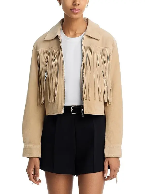 Blanknyc Fringe Leather Jacket - Morning Latte