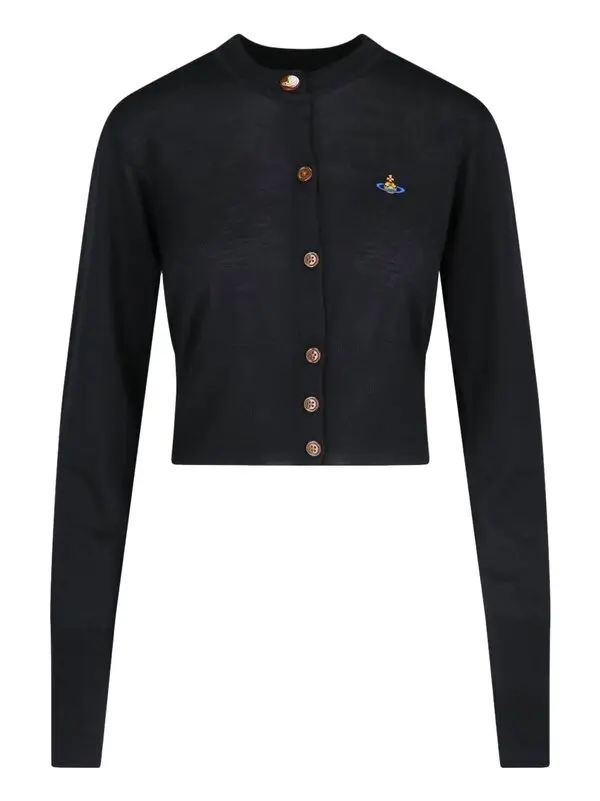 VIVIENNE WESTWOOD Logo Crop Cardigan - Black