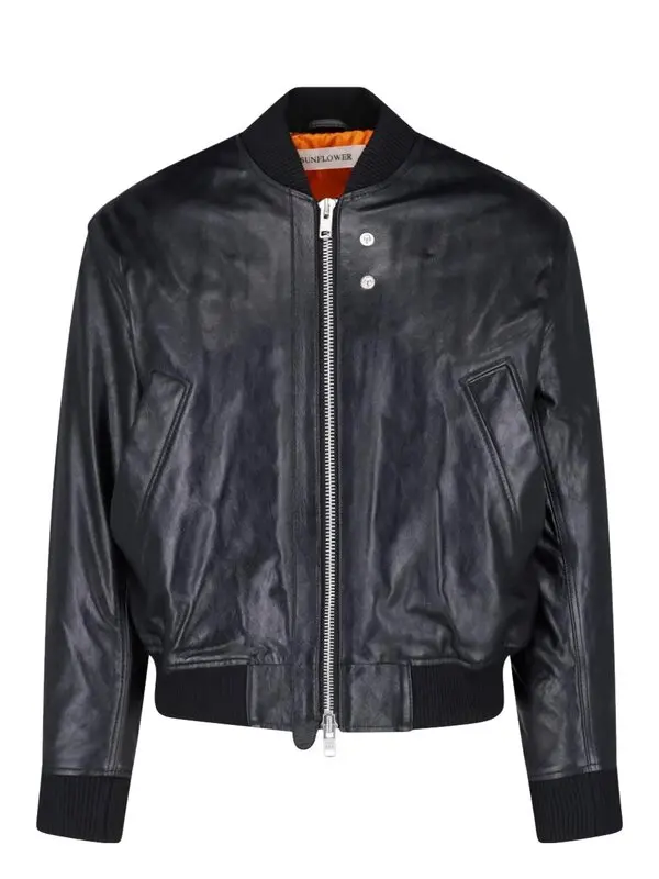 SUNFLOWER Jil Sander Leather Bomber Jacket - Black