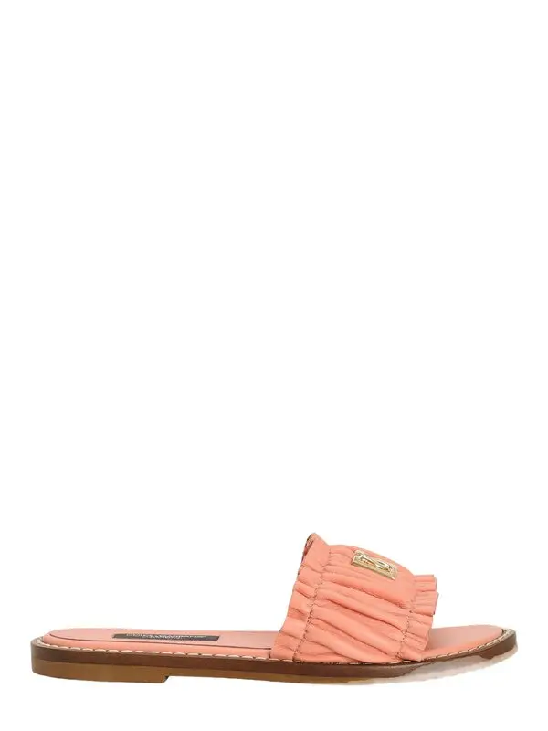 Dolce & Gabbana Nappa Leather Flat Slippers - Pink
