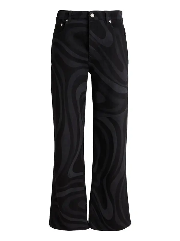 Emilio Pucci Printed High-rise Straight-leg Jeans - Black