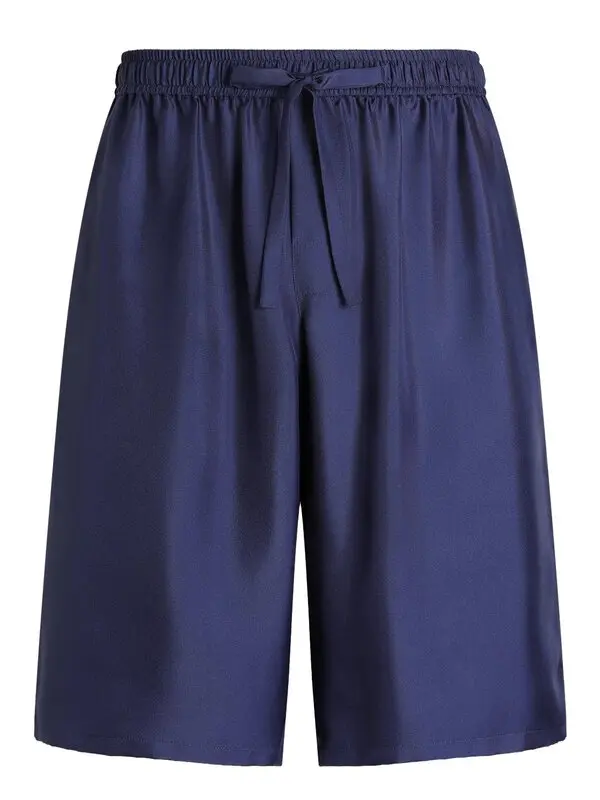 Dolce & Gabbana Vanity Silk Bermuda Shorts With Embroidery - Blue