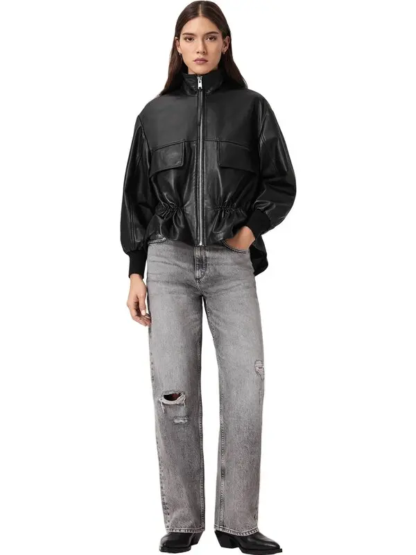 ALLSAINTS Flor Leather Biker Jacket - Black