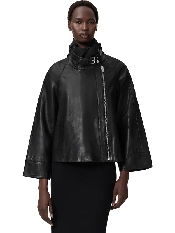 ALLSAINTS Relaxed Fit Leather Biker Jacket - Black