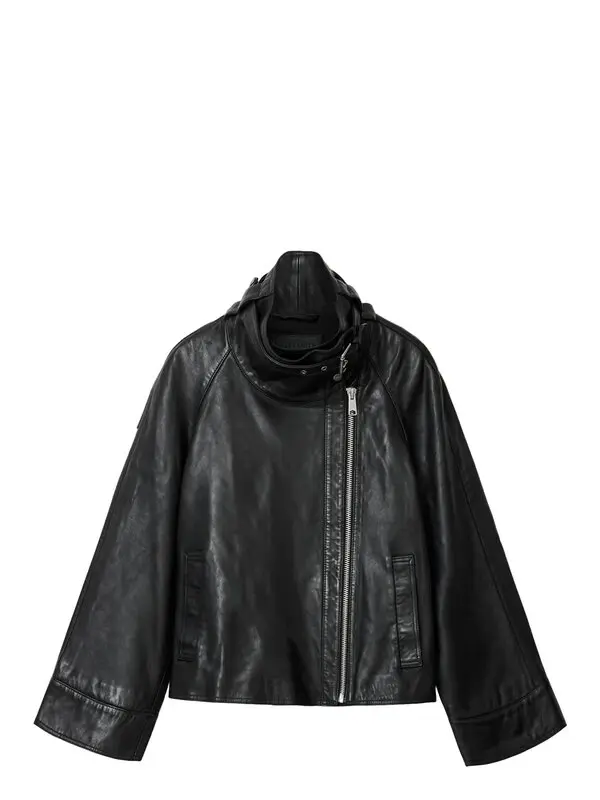 ALLSAINTS Relaxed Fit Leather Biker Jacket - Black