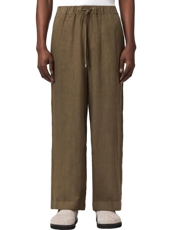 ALLSAINTS Straight Leg Linen Trousers - Traverse Brown