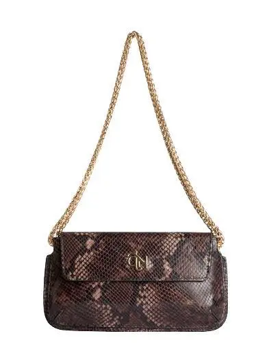 DORIS NÉRÉE Handbag In Calfskin With Snakeskin Print - Brown
