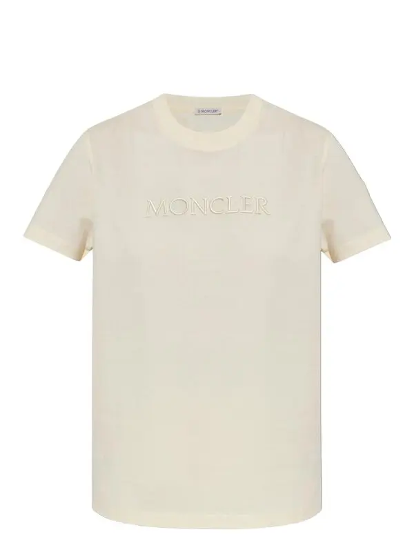 Moncler T-shirt With Embroidered Logo - White