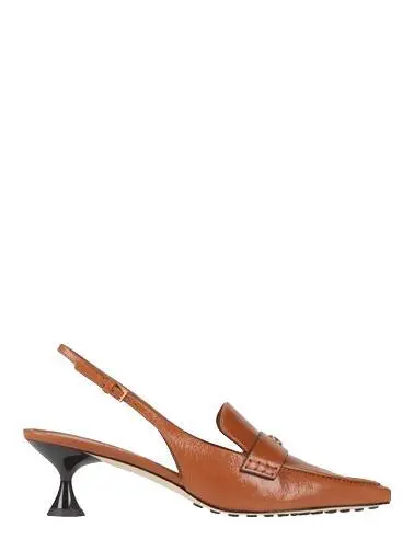 Tory Burch Pebbled Leather Slingback Pumps - Brown