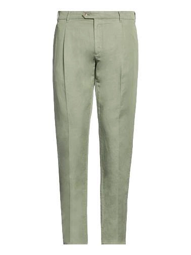 LARDINI Linen & Cotton Blend Chino Pants - Green