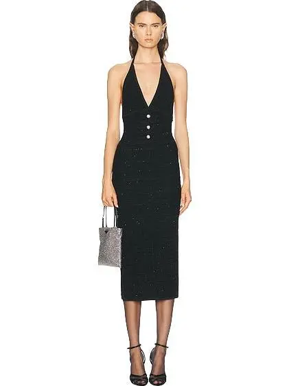 Alessandra Rich Backless Midi Dress - Black