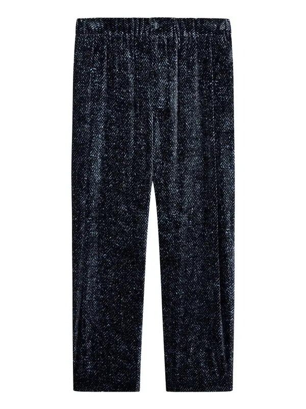 Giorgio Armani Chevron Print Velvet Trousers - Black