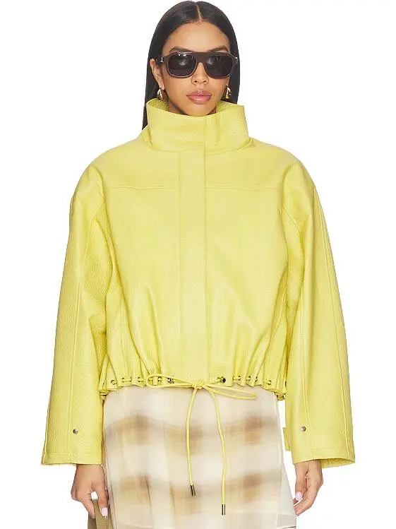 AEXAE Leather Pebble Utility Jacket - Pebble Yellow