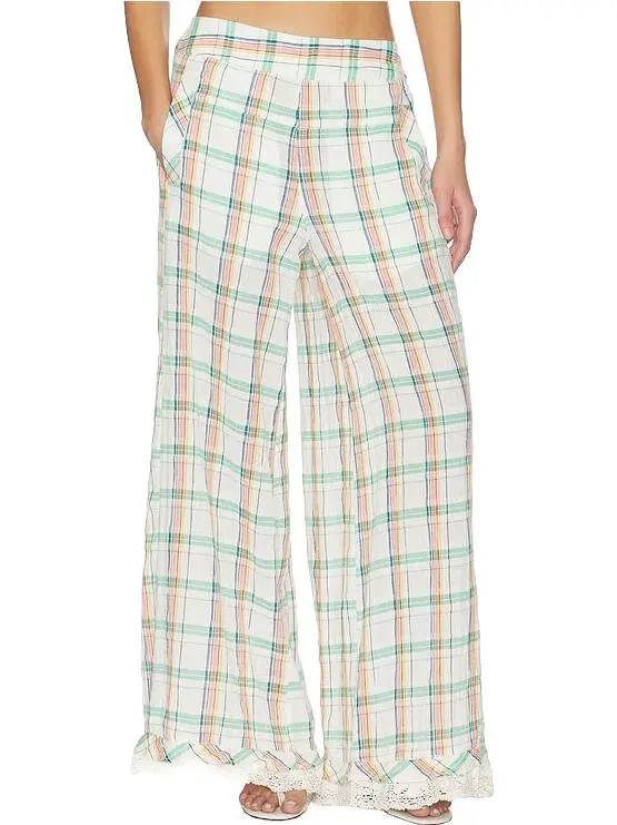 Free People Hour Glass Wide Leg Pant - Ivory Combo