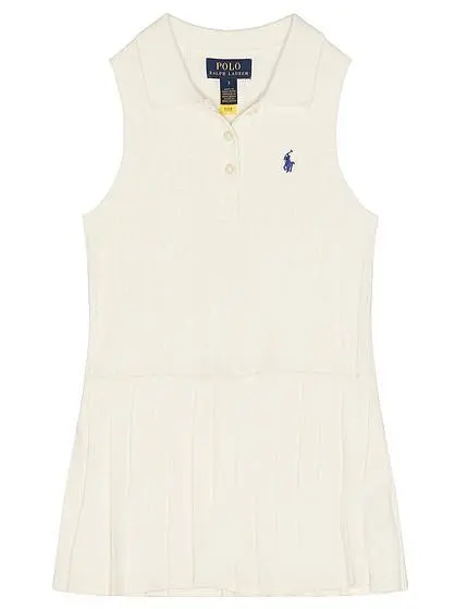 Polo Ralph Lauren Sleeveless Cotton Mini Cable Collared Dress - Deckwash White