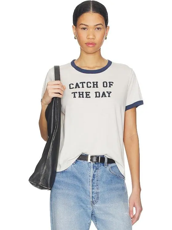 THE LAUNDRY ROOM Catch Of The Day Ringer Tee - Bone & Navy