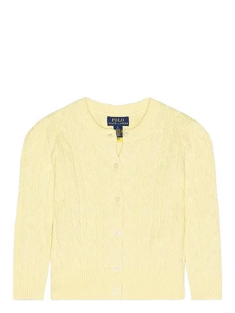 Polo Ralph Lauren Long Sleeve Cotton Cable Knit Cardigan - T-bird Yellow With Metallic
