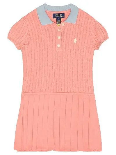 Polo Ralph Lauren Short Sleeve Cable Knit Collared Dress - Desert Rose