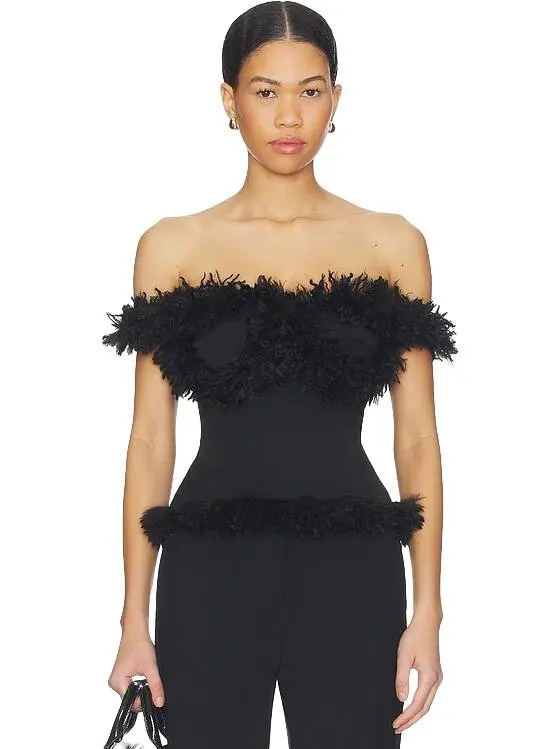Lado Bokuchava Off-the-shoulder Corset With Faux Fur Trim - Black