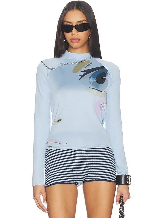 Lado Bokuchava Manga Turtleneck Top - Baby Blue