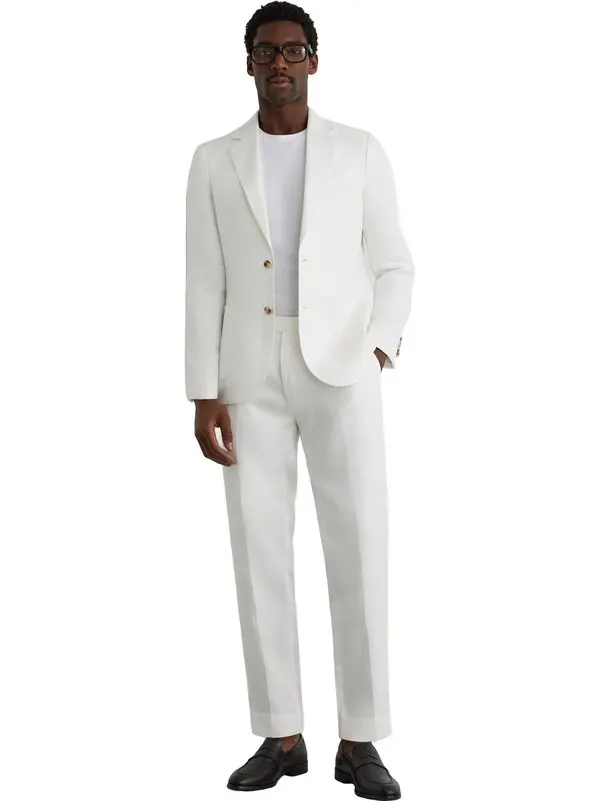 REISS Atlantic Linen-twill Tailored-fit Suit Trousers - White