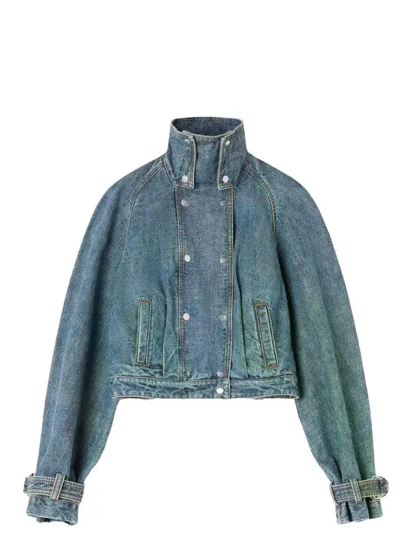 LANVIN Buttoned Funnel-neck Jacket - Blue
