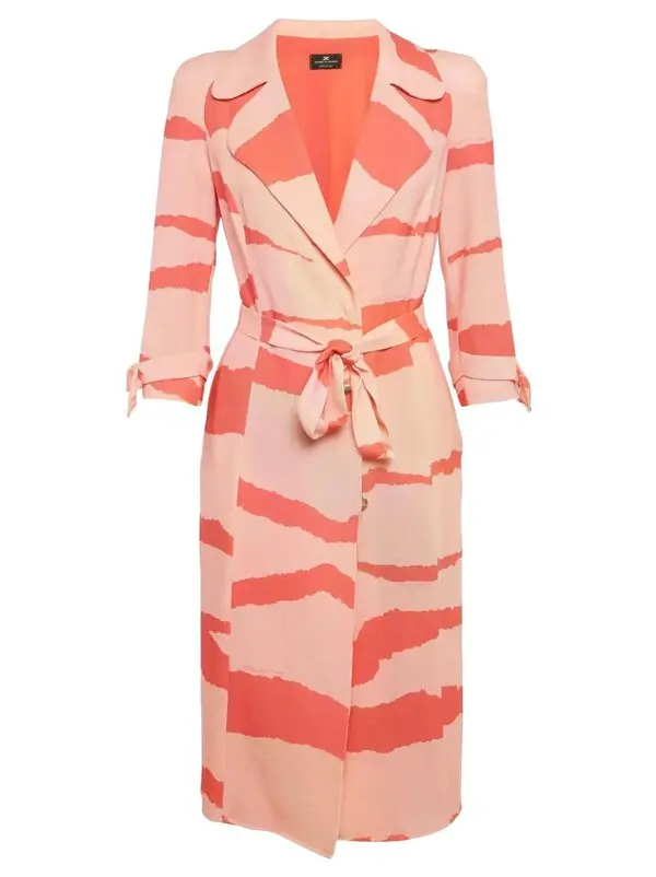 Elisabetta Franchi Abstract-print Belted Midi Dress - Orange