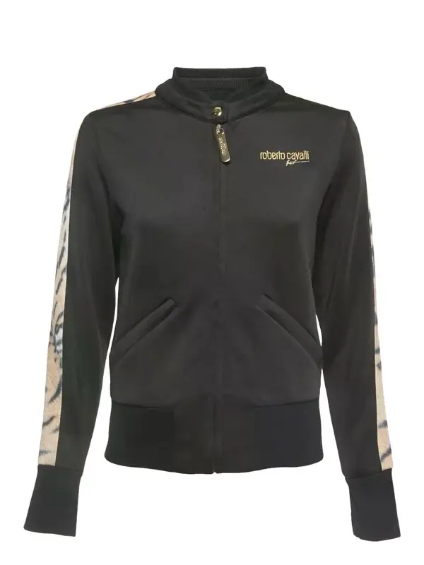 Roberto Cavalli Crepe Animal-print Jacket - Black