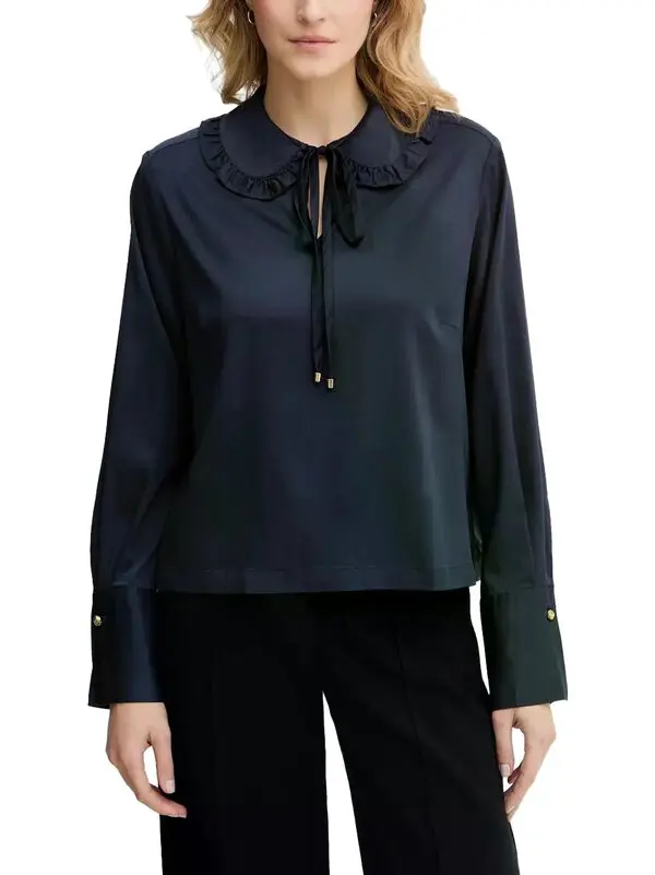 Barbour Evie Ruffled Tie Blouse - Blue
