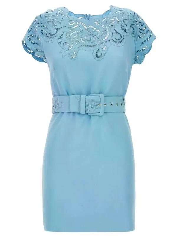 Ermanno Scervino Embroidered Belted Mini Dress - Blue