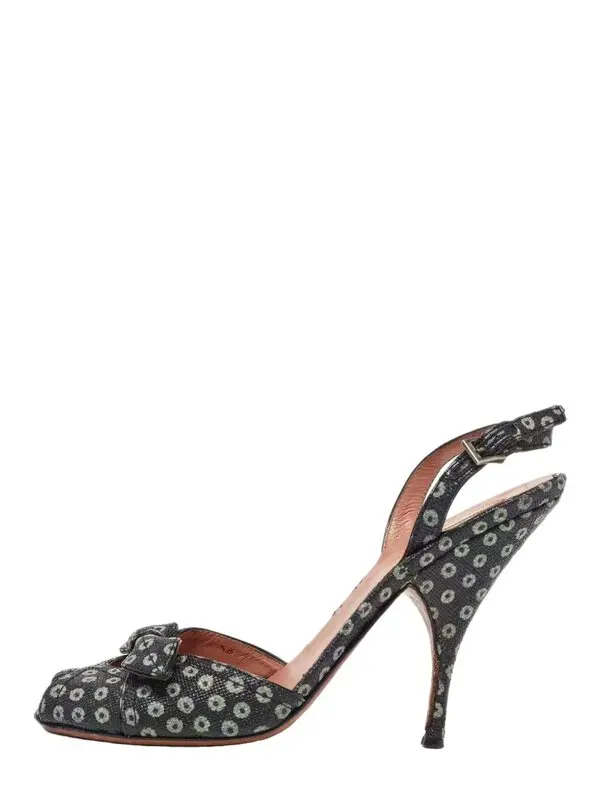 Alaïa 120mm Polka Dot Print Raffia Slingback Sandals - Black