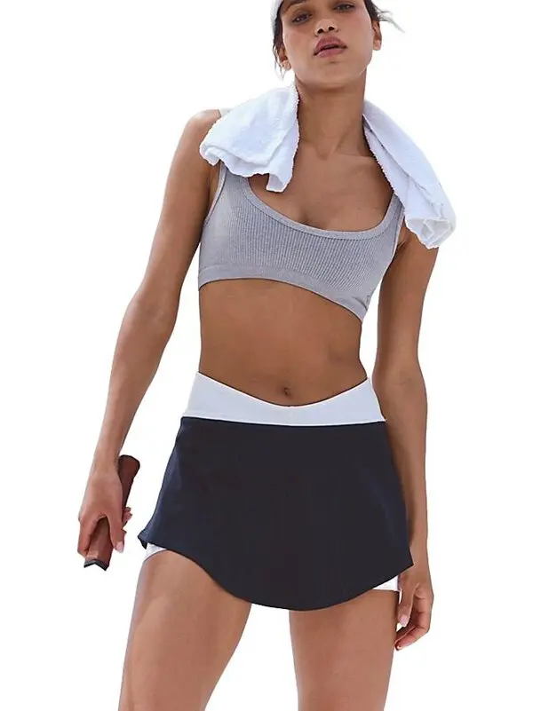 Free People Baseline Tennis Skort - Black Combo