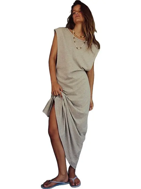 Free People Drift Street Cotton-jersey Maxi Dress - Heather Grey