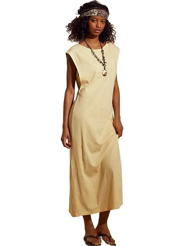 Free People Drift Street Cotton-jersey Maxi Dress - Solar Lemon