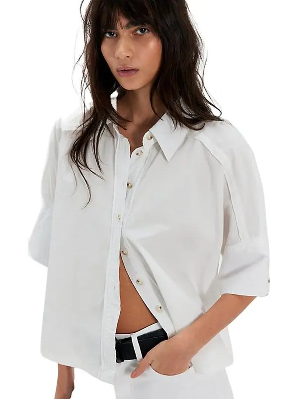 Free People Cotton Button-down Shirt - Clean Ivory