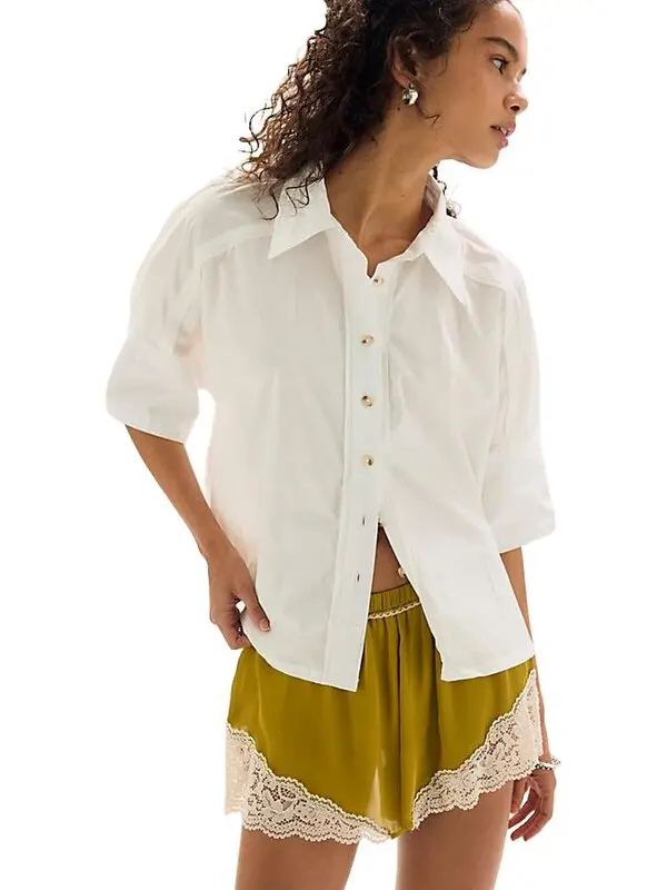 Free People Cotton Button-down Shirt - Clean Ivory