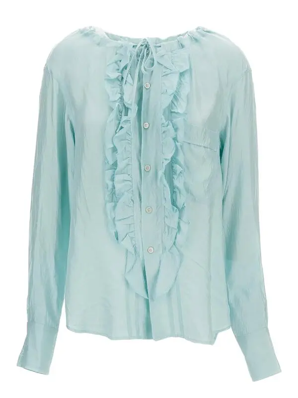 Plan C Shirt With Ruffles - Sky Blue