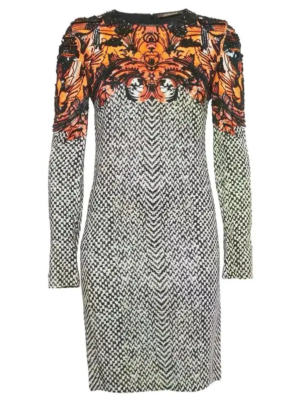 Roberto Cavalli Vintage Crepe Beaded Dress - White