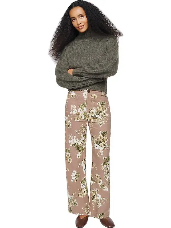 Maeve Colette Wide-leg Pants - Brown Pattern