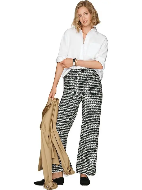 Maeve Colette Wide-leg Pants - Ivory Pattern