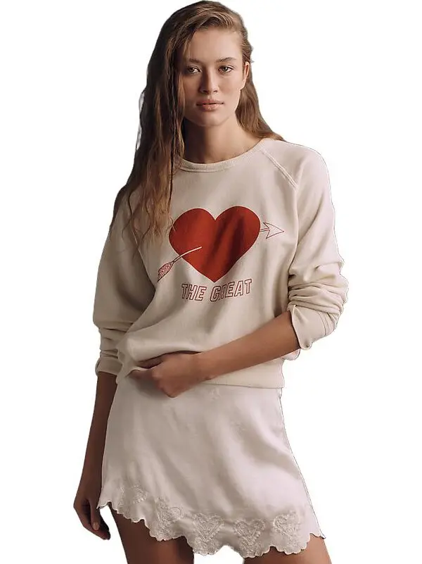 The Great. College Crew-neck Long-sleeve Pullover - White