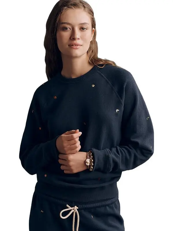 The Great. Embellished Crew-neck Pullover - Navy