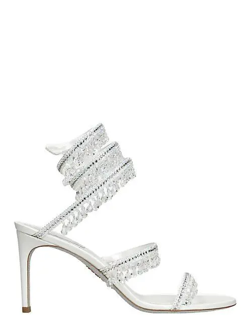 Rene Caovilla Chandelier 80 Satin Heeled Sandals - White