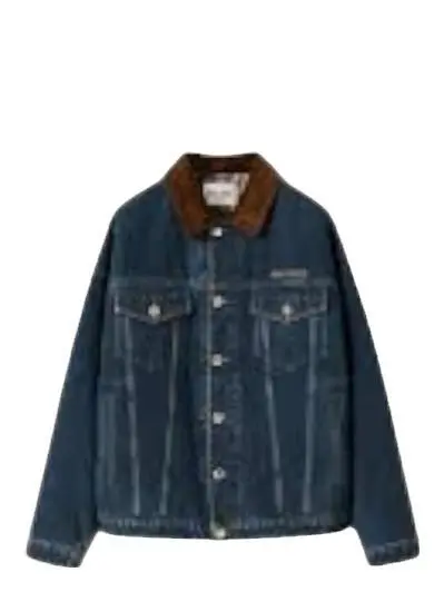 Miu Miu Flocked Denim Jacket - Navy Blue