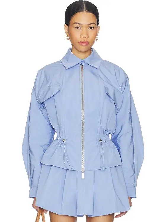SELMACILEK Cropped Ripstop Jacket With Drawstring Waist - Blue