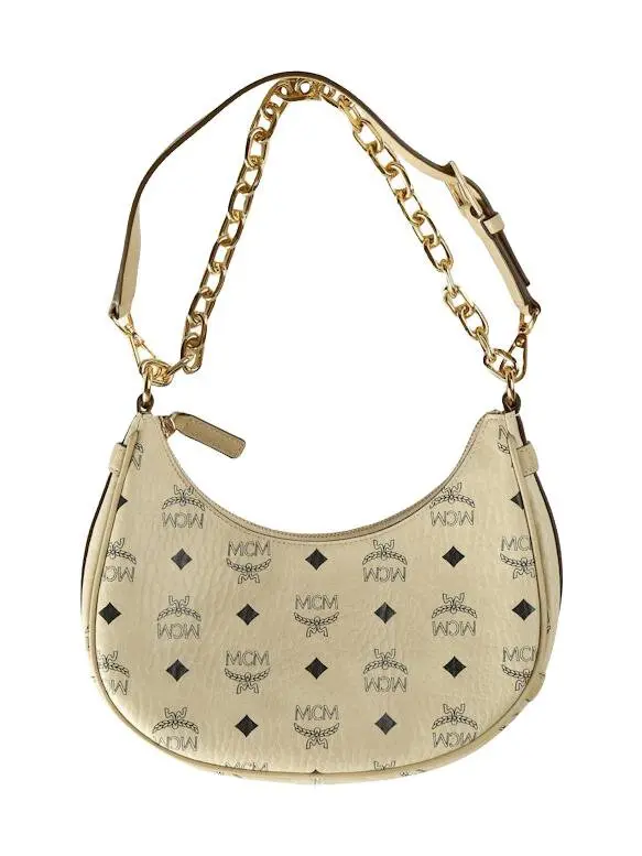Mcm Aren Vi Small Hobo Bag - Beige/black
