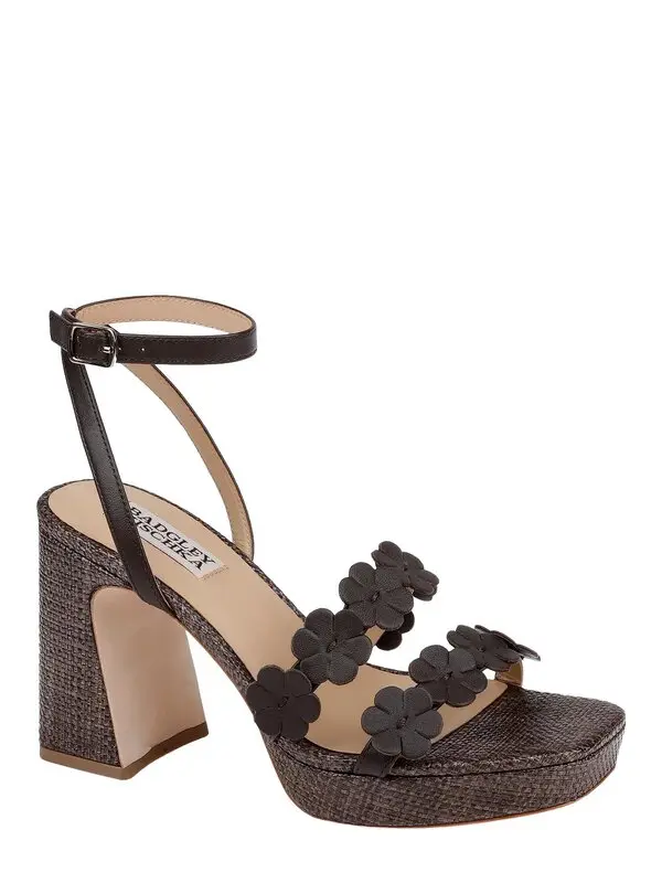 Badgley Mischka Waverly Platform Sandals - Brown Leather